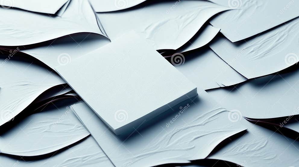 Textured Blue Paper Sheets Overlapping in Abstract Pattern Stock ...