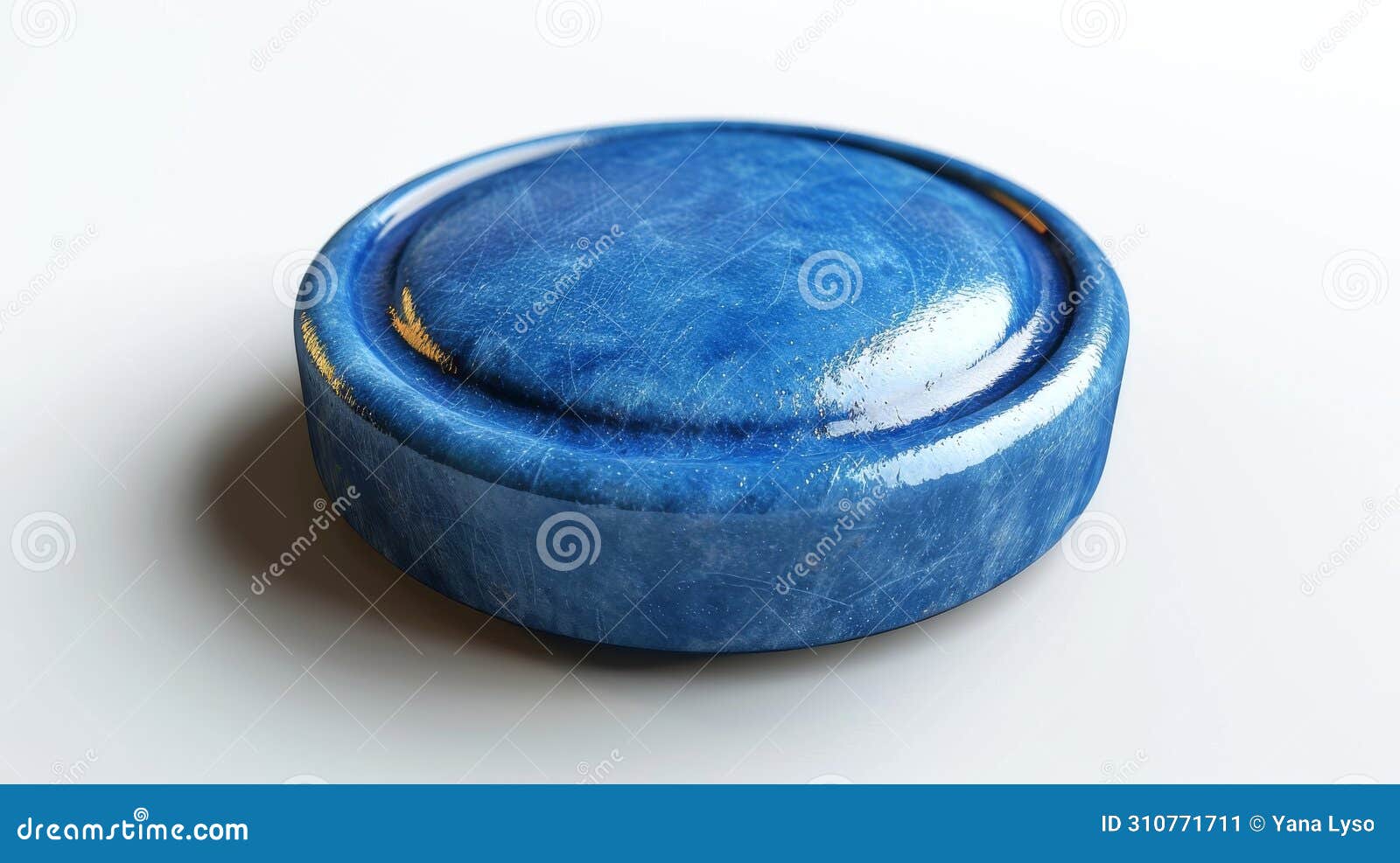Textured Blue Round Button with Wear Marks. Blue Circular Object on ...