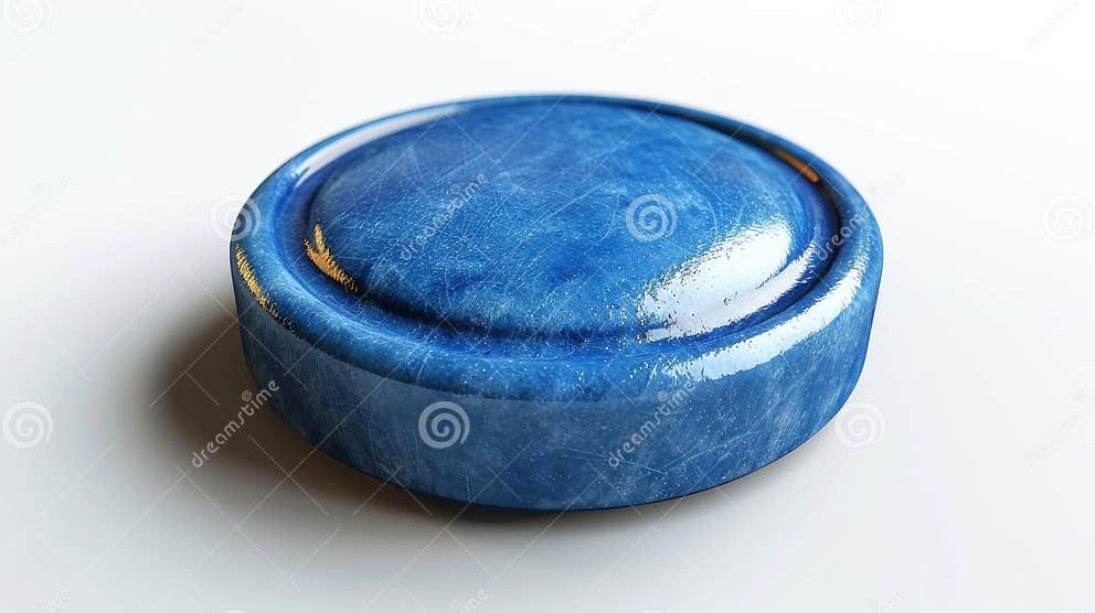 Textured Blue Round Button with Wear Marks. Blue Circular Object on ...