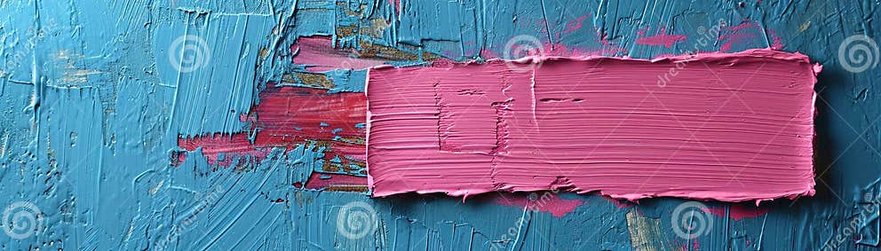A Textured Blue Wall Featuring a Contrasting Pink Rectangular Paint ...