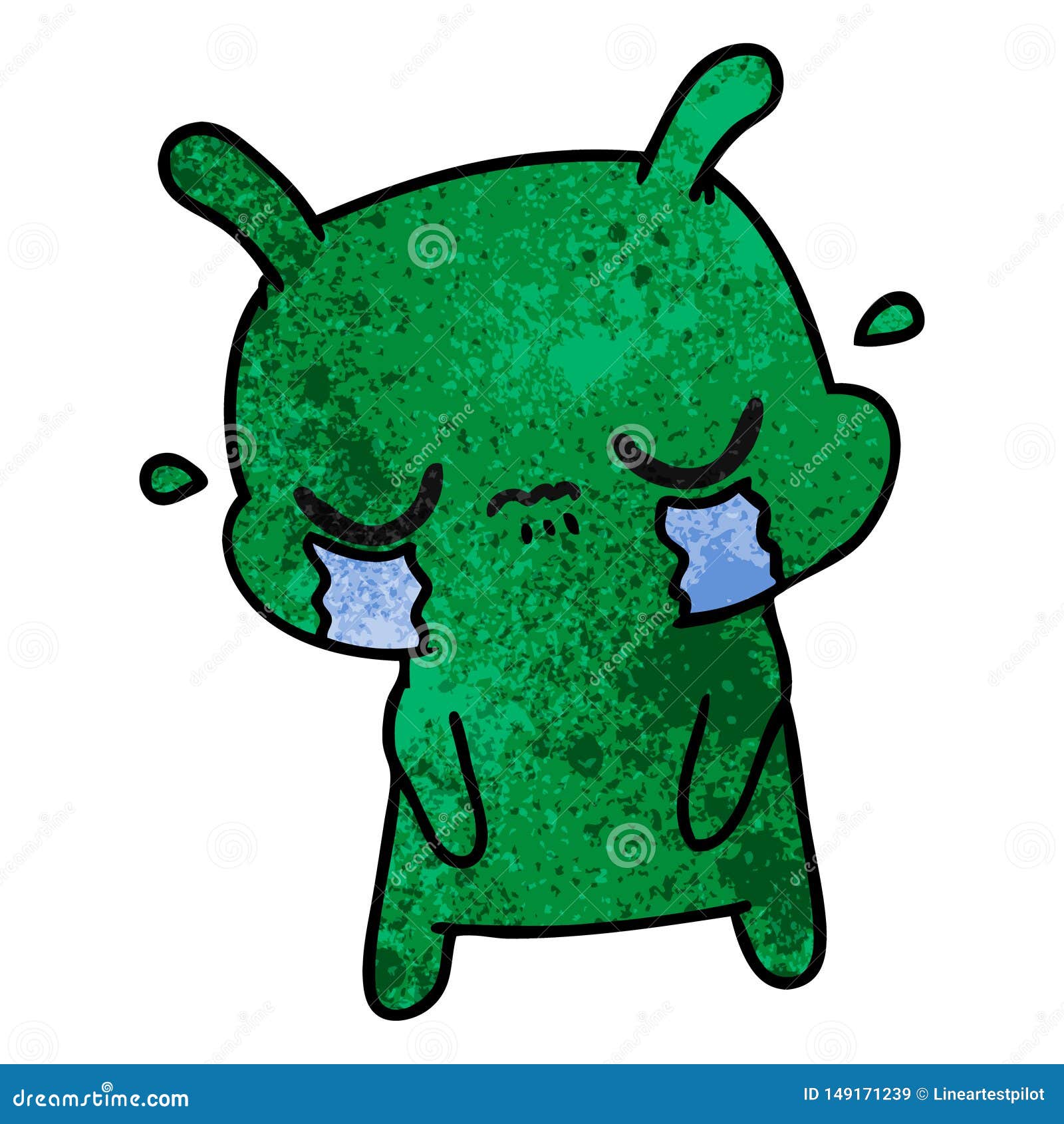 Textured Cartoon of Cute Sad Alien Stock Vector - Illustration of scifi ...