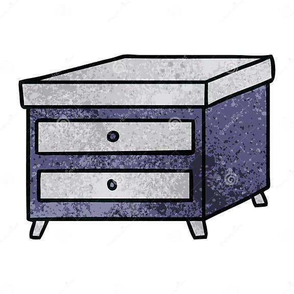 Textured Cartoon Doodle of a Bedside Table Stock Vector - Illustration ...