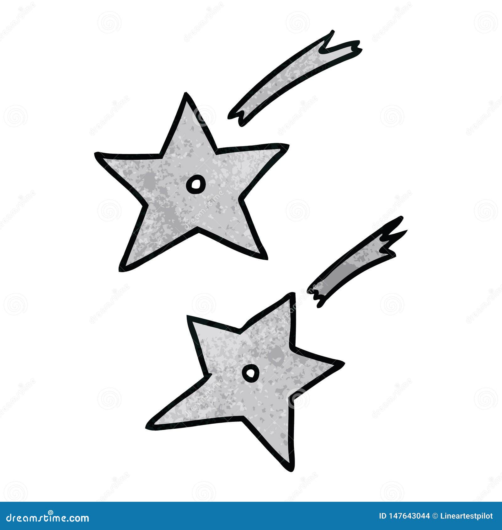 Textured Cartoon Doodle of Ninja Throwing Stars Stock Vector ...