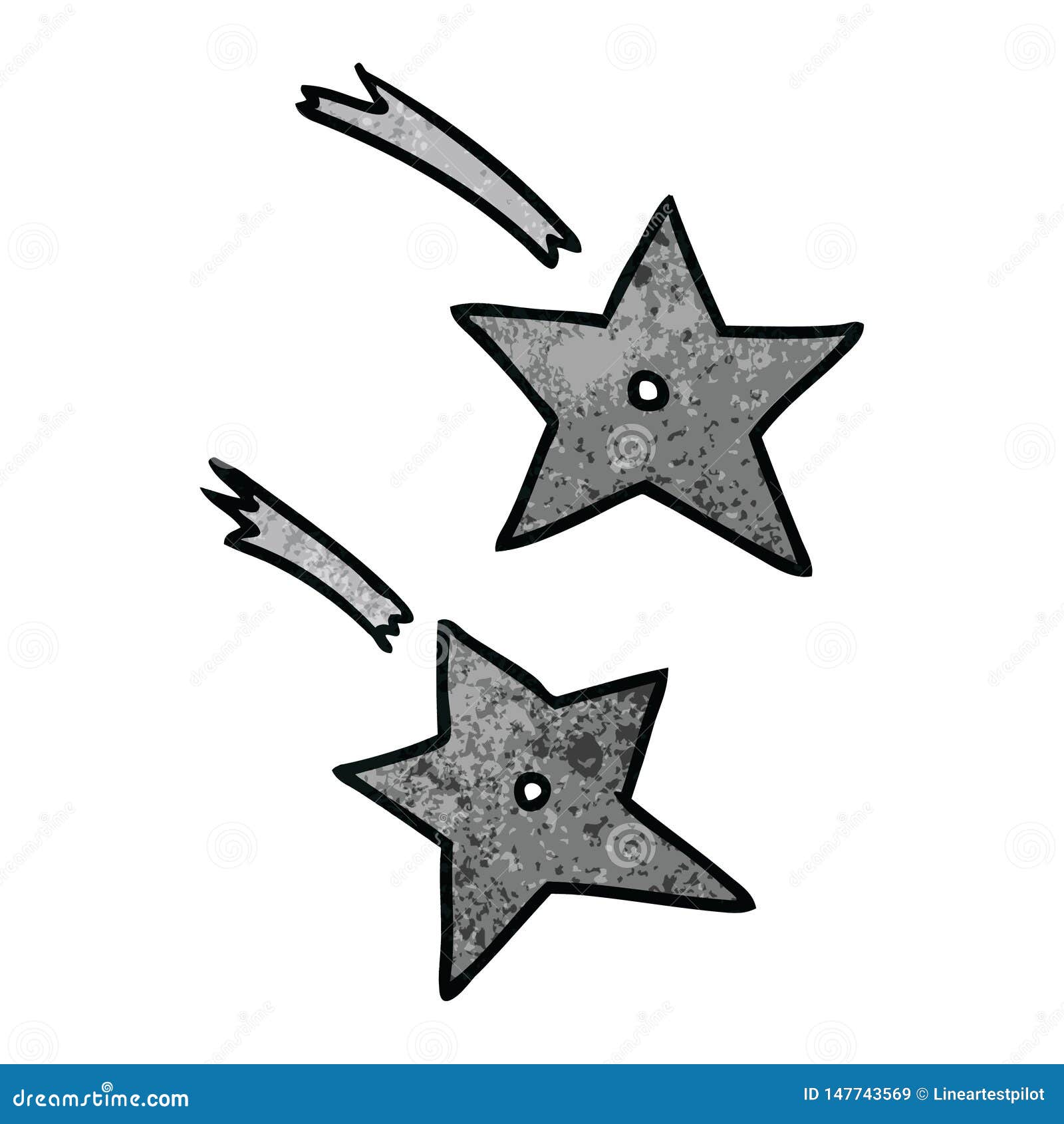 Textured Cartoon Doodle of Ninja Throwing Stars Stock Vector ...