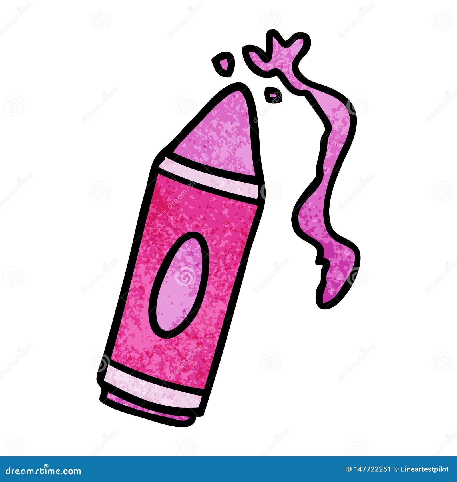 Textured Cartoon Doodle of a Pink Crayon Stock Vector - Illustration of ...
