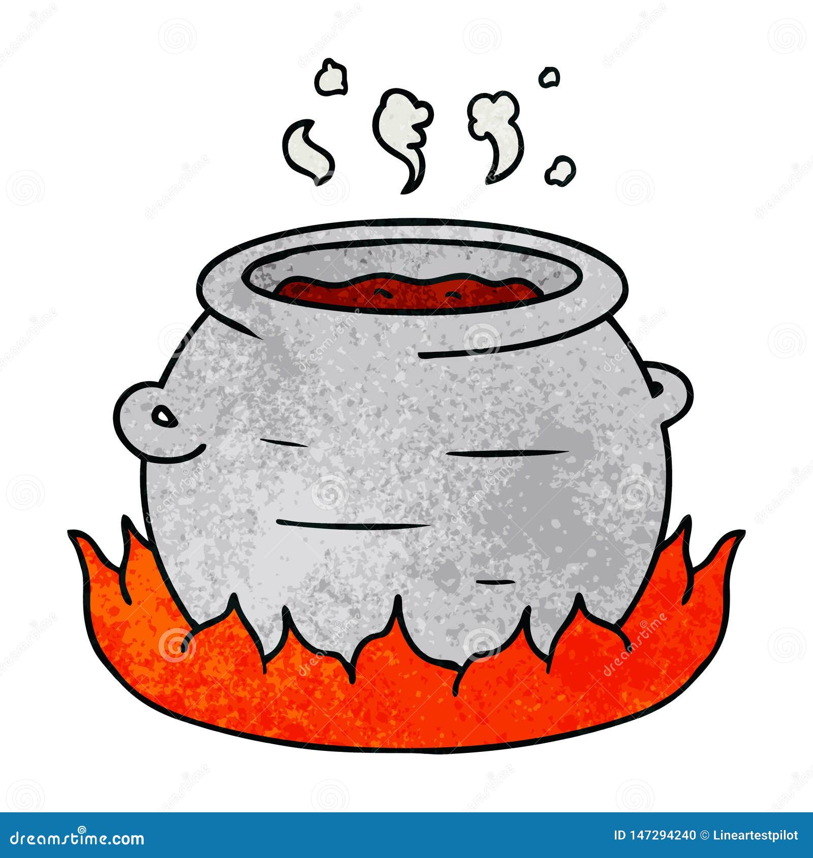 Textured Cartoon Doodle of a Pot of Stew Stock Illustration ...