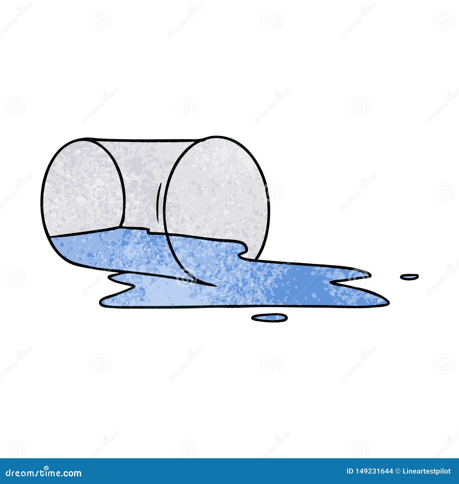 Textured Cartoon Doodle of a Spilt Glass Stock Vector - Illustration of ...