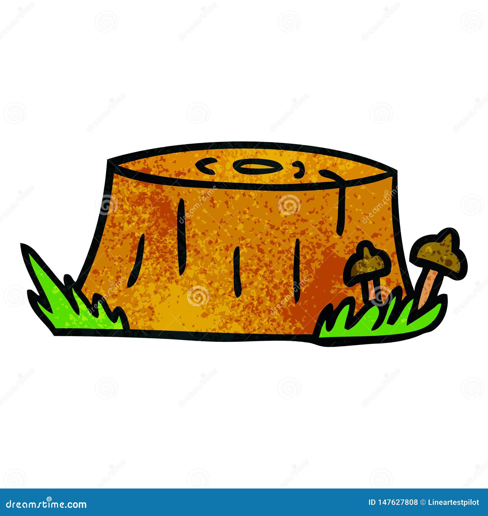 Textured Cartoon Doodle of a Tree Log Stock Vector - Illustration of ...