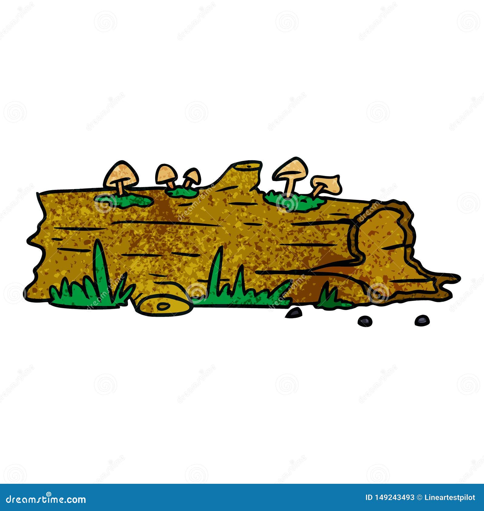 Textured Cartoon Doodle of a Tree Log Stock Vector - Illustration of ...