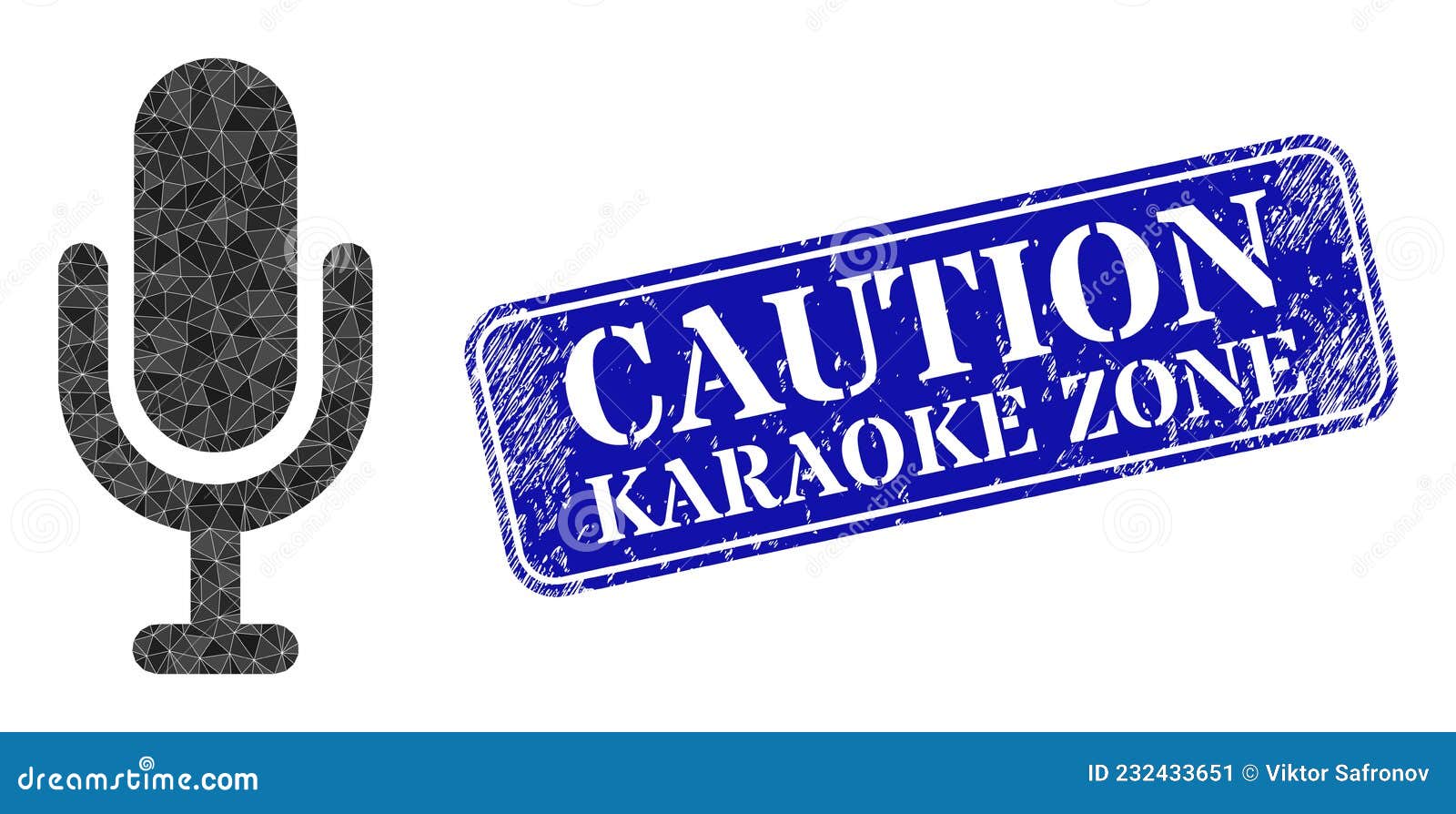 Textured Caution Karaoke Zone Badge and Microphone Triangle Filled Icon ...