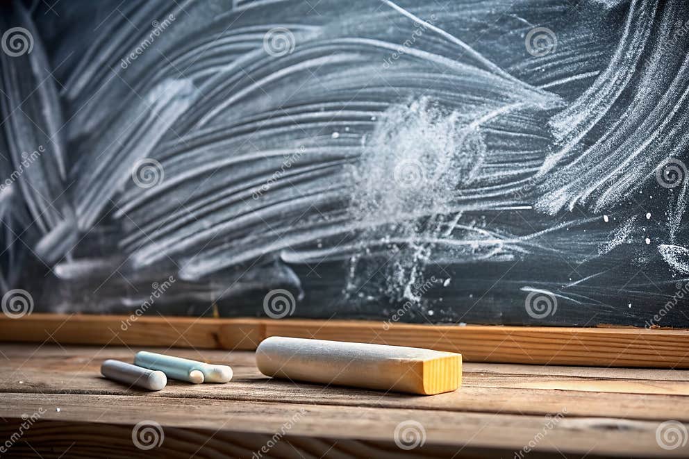 Textured Chalkboard Surface with Eraser Marks a CloseUp Educational and ...