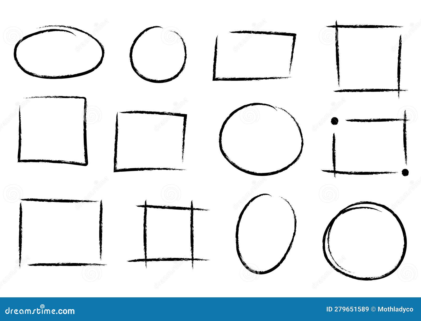 Textured Charcoal Lin Art Vector Frames Stock Vector - Illustration of ...