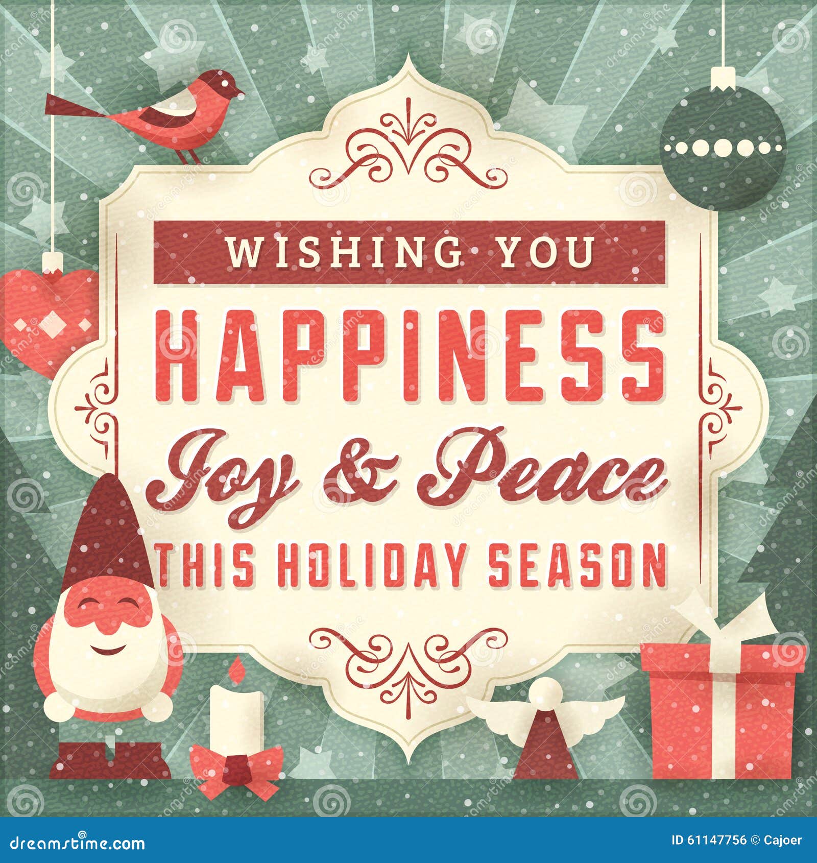 Textured Christmas Card with Text and Ornaments Stock Vector ...