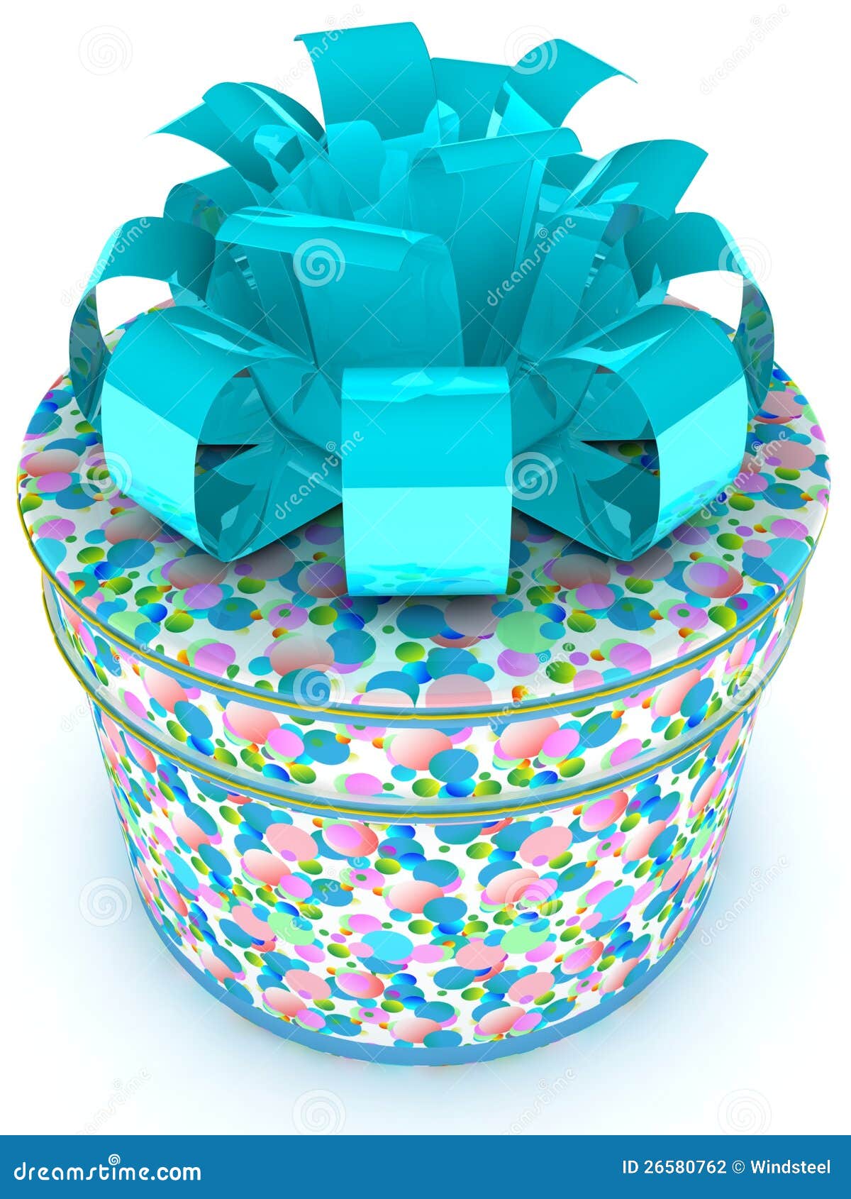 Textured Circle Gift Box with Bow Stock Illustration - Illustration of ...