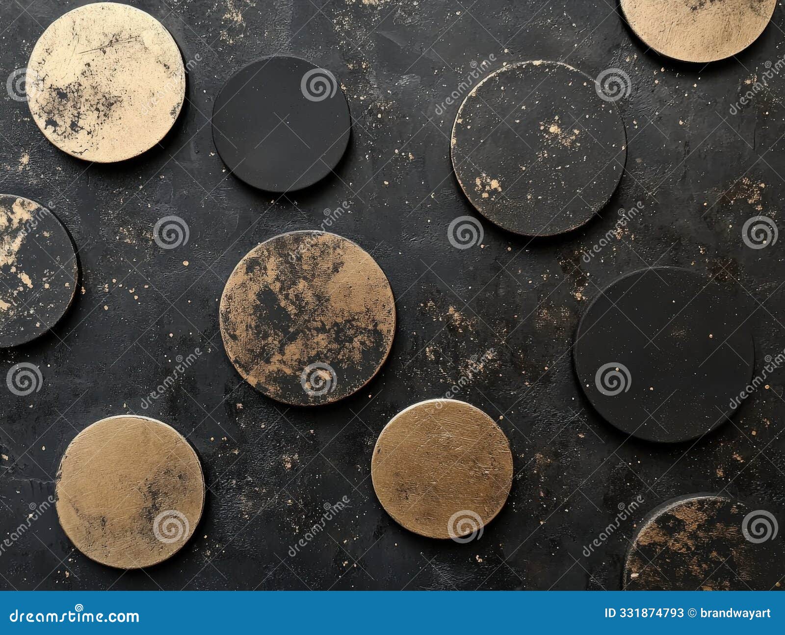 Textured Circular Objects on a Dark Surface Stock Illustration ...