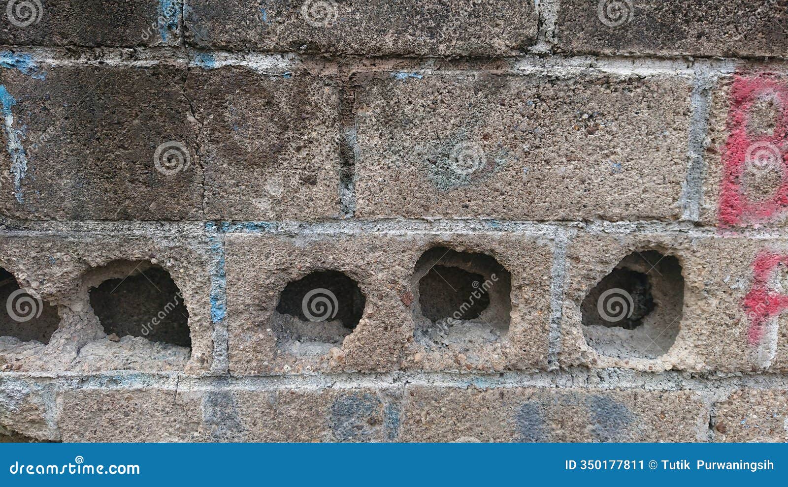Textured Concrete Brick Wall with Hollow Blocks Stock Image - Image of ...