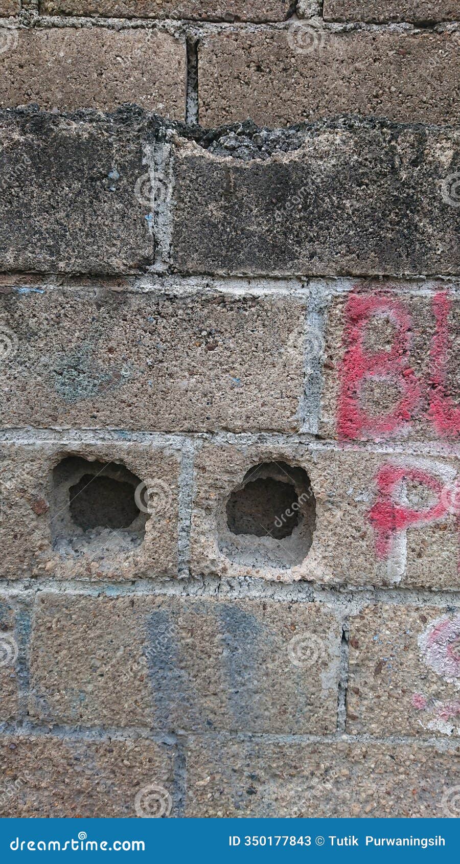 Textured Concrete Brick Wall with Hollow Blocks Stock Image - Image of ...