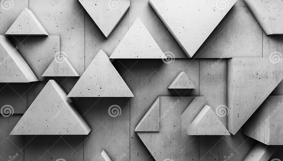 Textured Concrete Wall with Geometric Triangular Patterns in a Modern ...