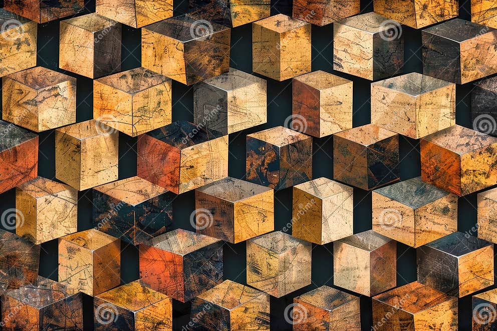 Textured Cubes Create a Dynamic Pattern in Warm Earth Tones ...