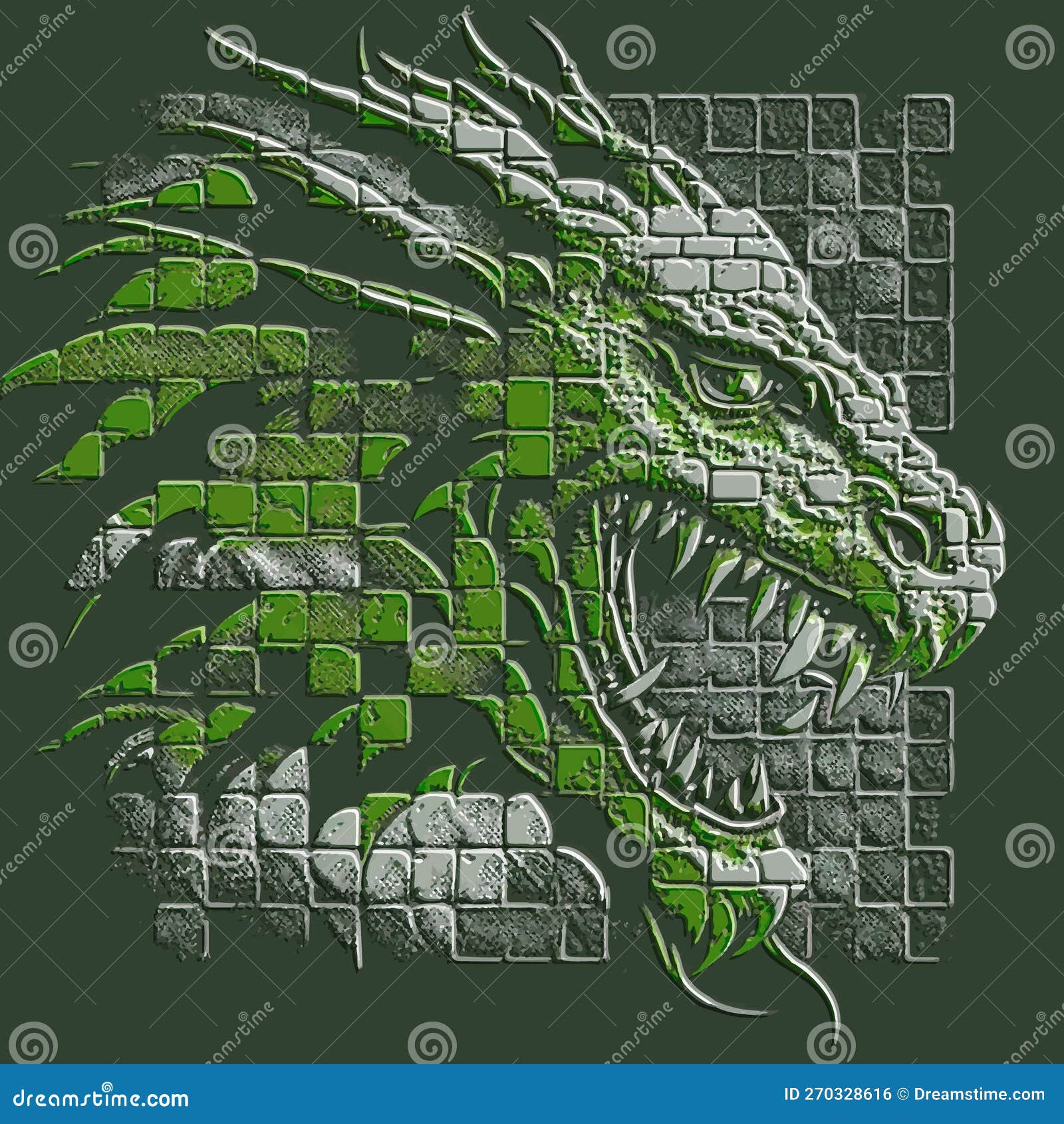 Textured 3d Halftone Squares Dragon Pattern Background Illustration ...