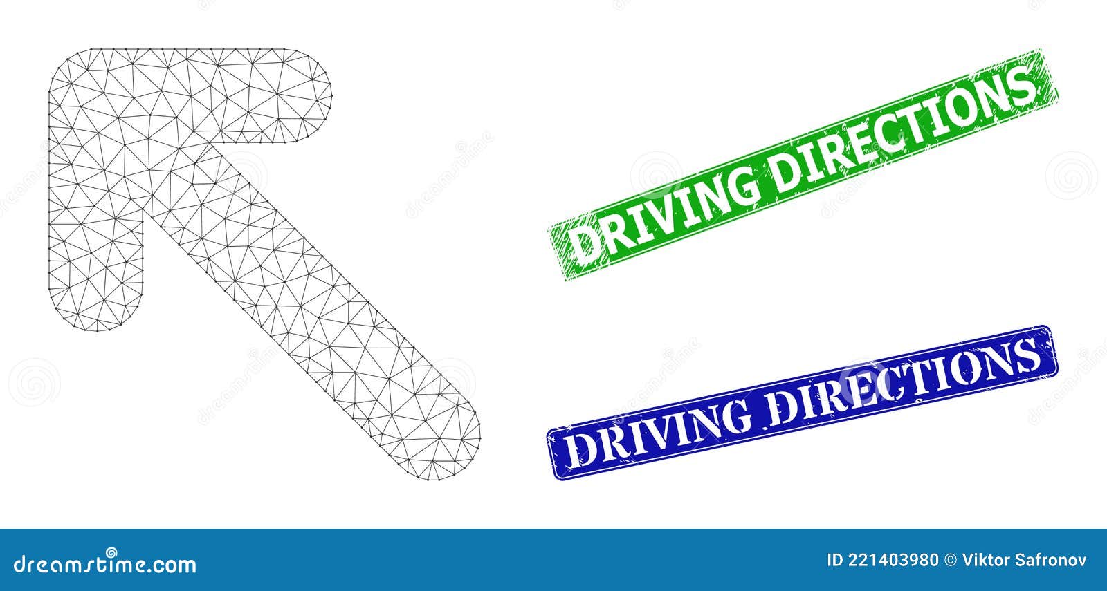 Textured Driving Directions Stamps and Triangular Mesh Move Up Left ...