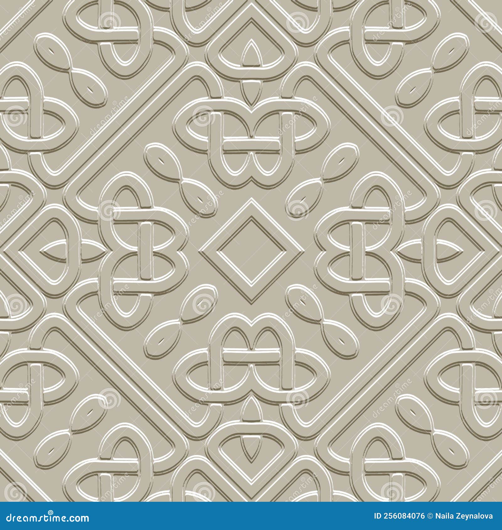 Textured Emboss 3d Celtic Seamless Pattern. Grunge Embossed Light ...