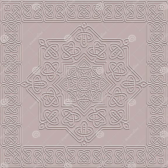 Textured Emboss 3d Celtic Seamless Pattern. Square Frame, Border ...