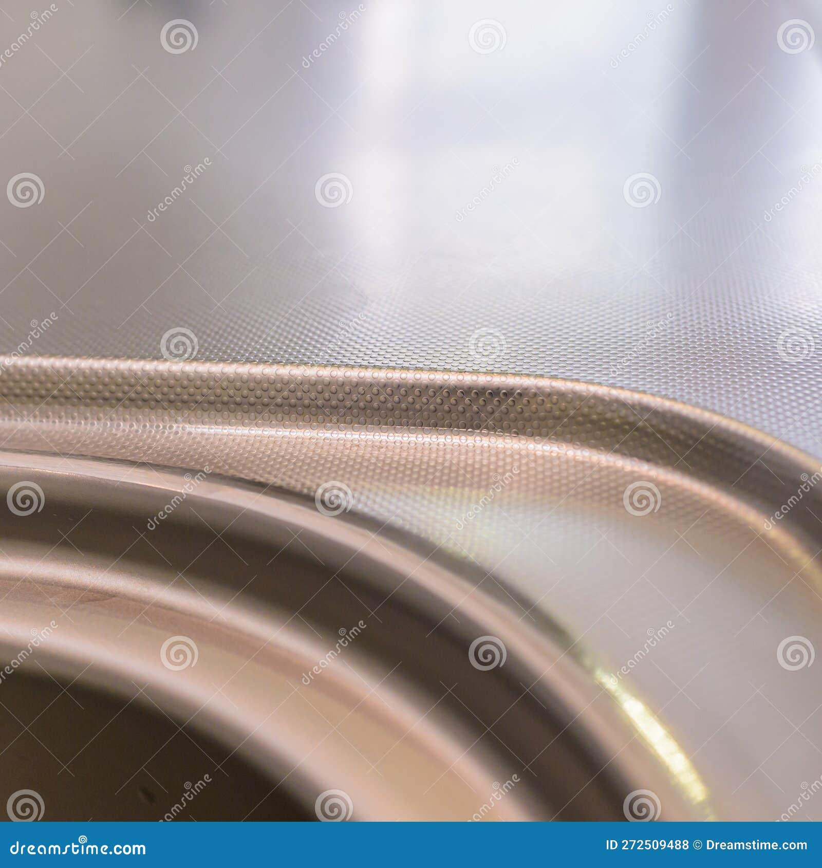 Textured Stainless Steel Surface of Sink Edge with Kitchen Worktop ...