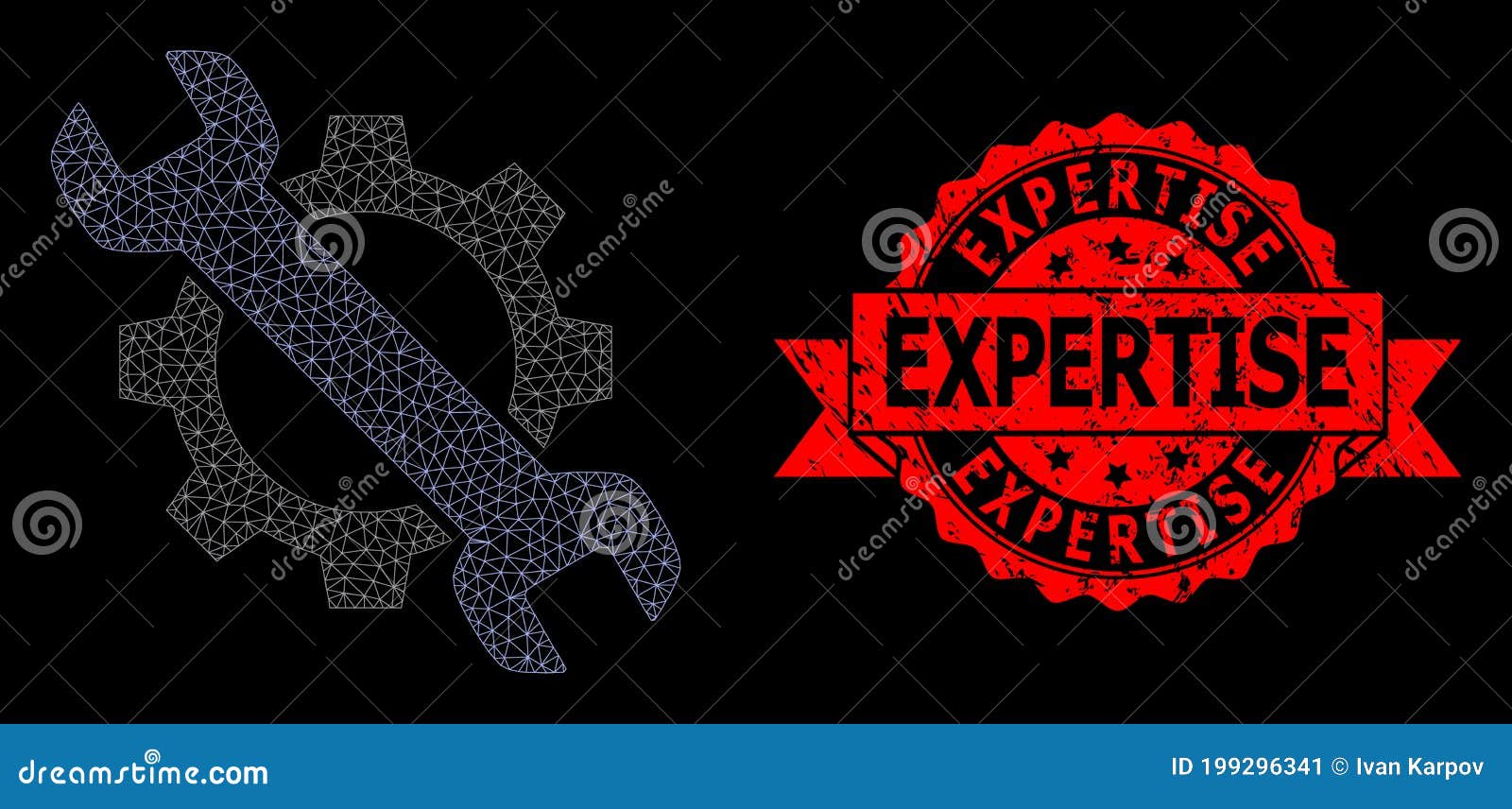 Textured Expertise Stamp and Polygonal Network Repair Stock Vector ...