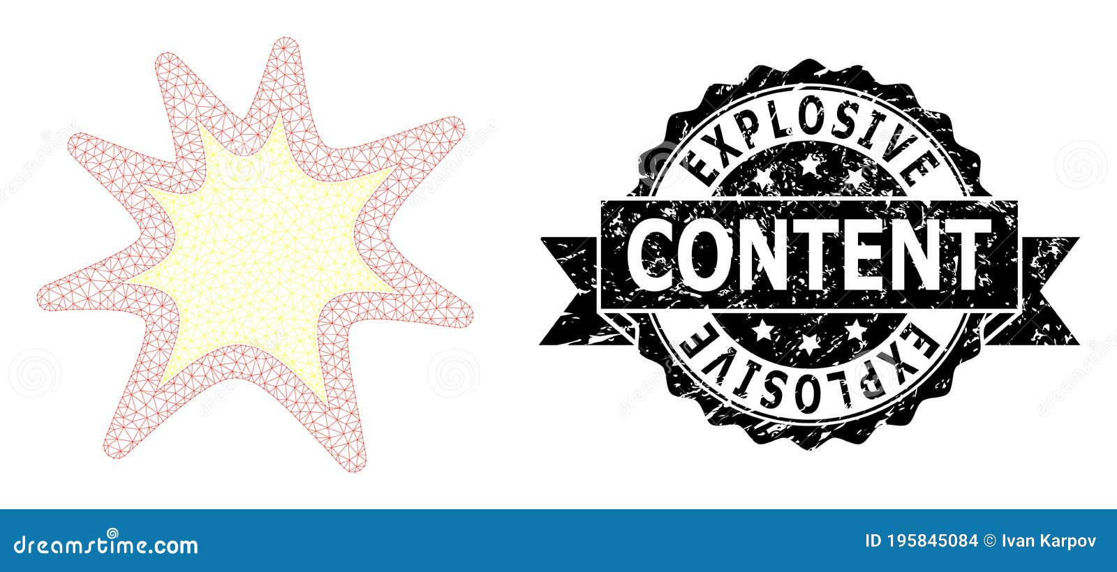 Textured Explosive Content Ribbon Watermark and Mesh 2D Exploding Boom ...