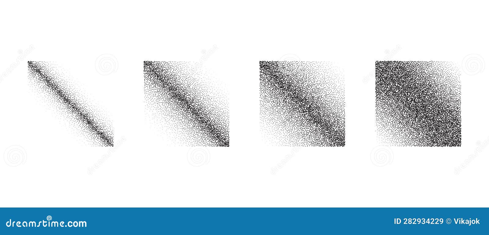 Textured Fading Gradients Set. Black Dotted Square Element Collection ...