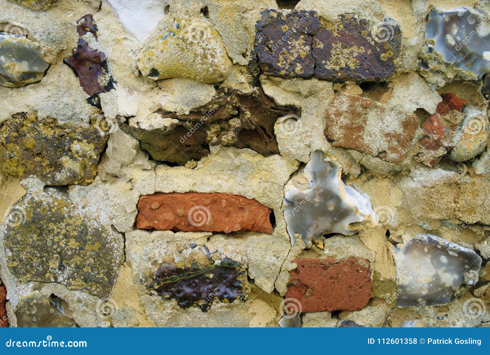 Textured Flint and Brick Wall. Stock Photo - Image of flint, close ...
