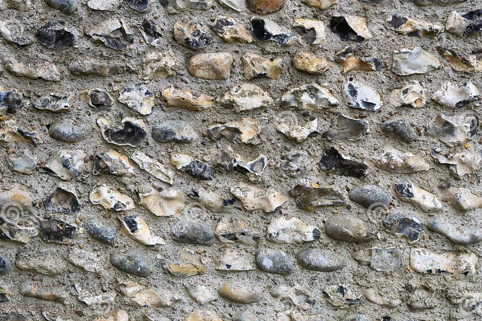 Textured Flint Stone Wall Surface Close-Up Stock Photo - Image of ...