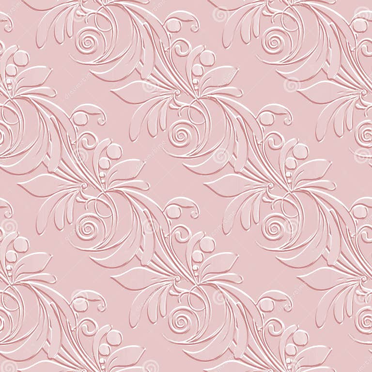 Textured Floral 3d Seamless Pattern. Embossed Pink Background. Vintage ... Textured Floral 3d Seamless Pattern. Embossed Pink Background. Vintage ...