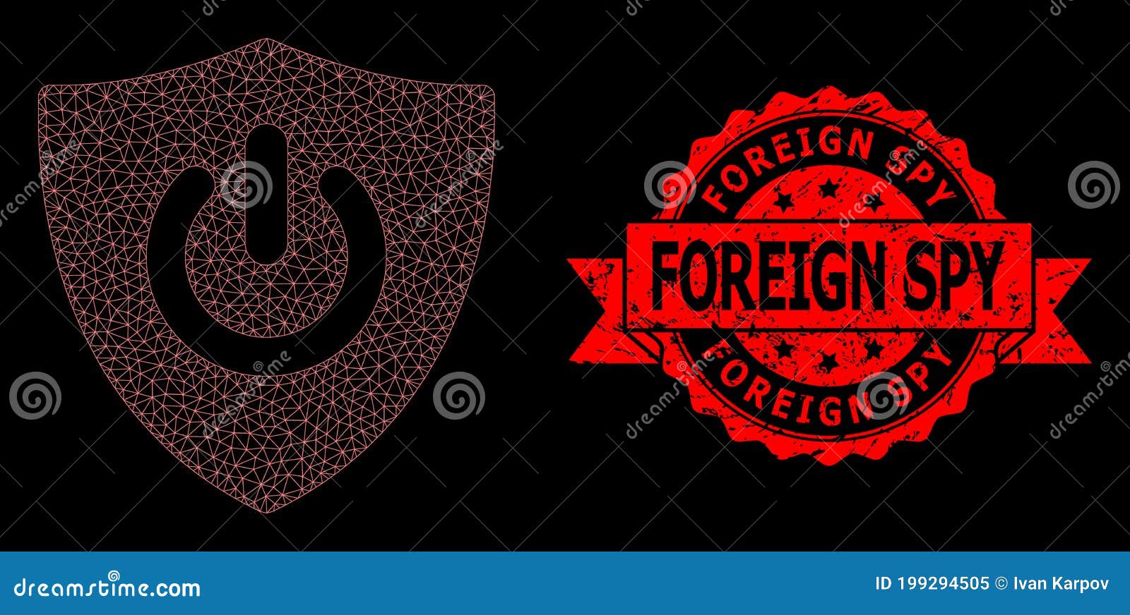 Textured Foreign Spy Stamp Seal and Web Mesh Shield Turn Off Stock ...