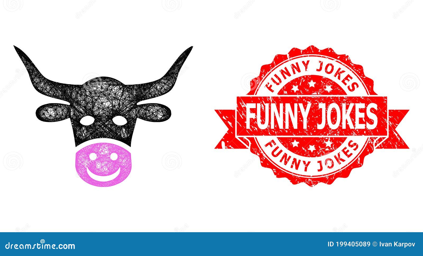 Funny Jokes Rosette And Rectangle Bicolor Seals With Scratched Textures