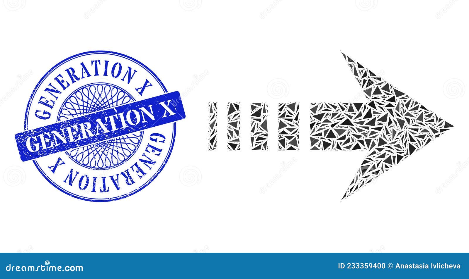 Textured Generation X Stamp and Triangle Send Right Mosaic Stock Vector ...