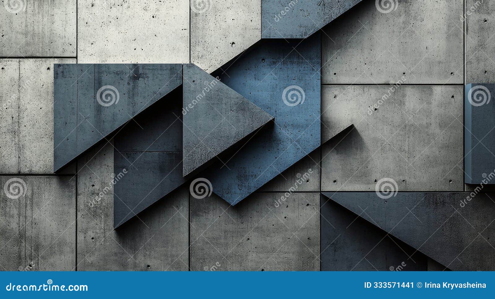 Textured Geometric Wall Design Featuring Blue and Concrete Triangular ...