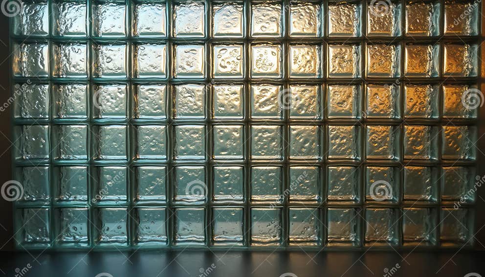 Textured Glass Block Wall with Warm Light Stock Photo - Image of ...