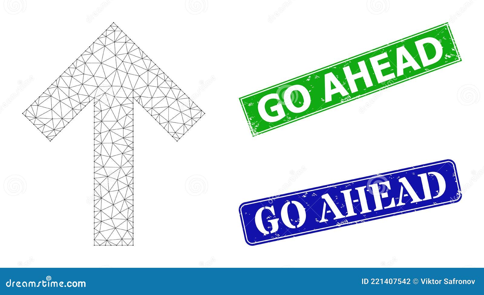 Textured Go Ahead Seals and Triangle Mesh Up Direction Arrow Icon Stock ...