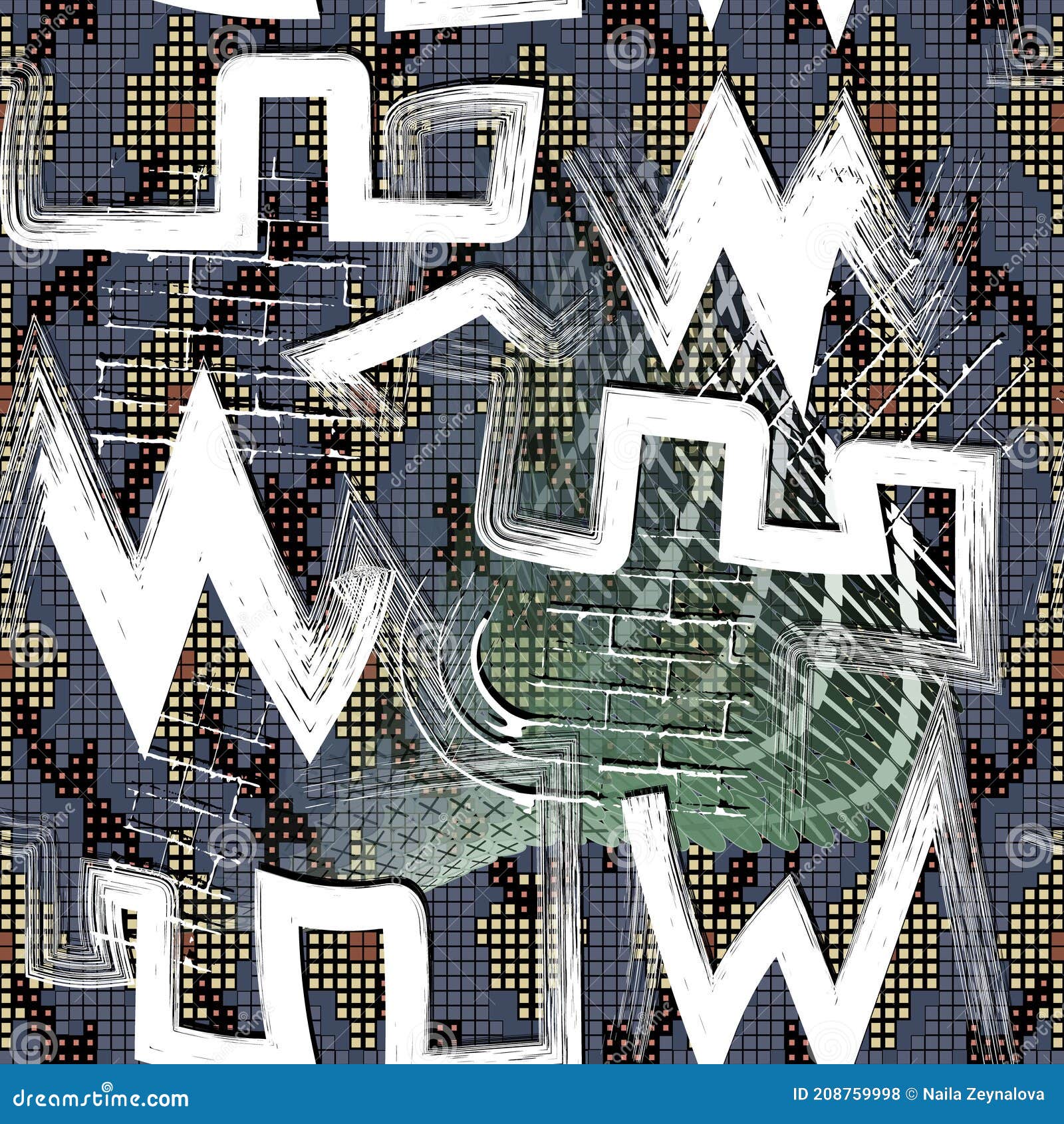 Textured Graffiti Style Seamless Pattern. Digital Halftone Color Stock ...