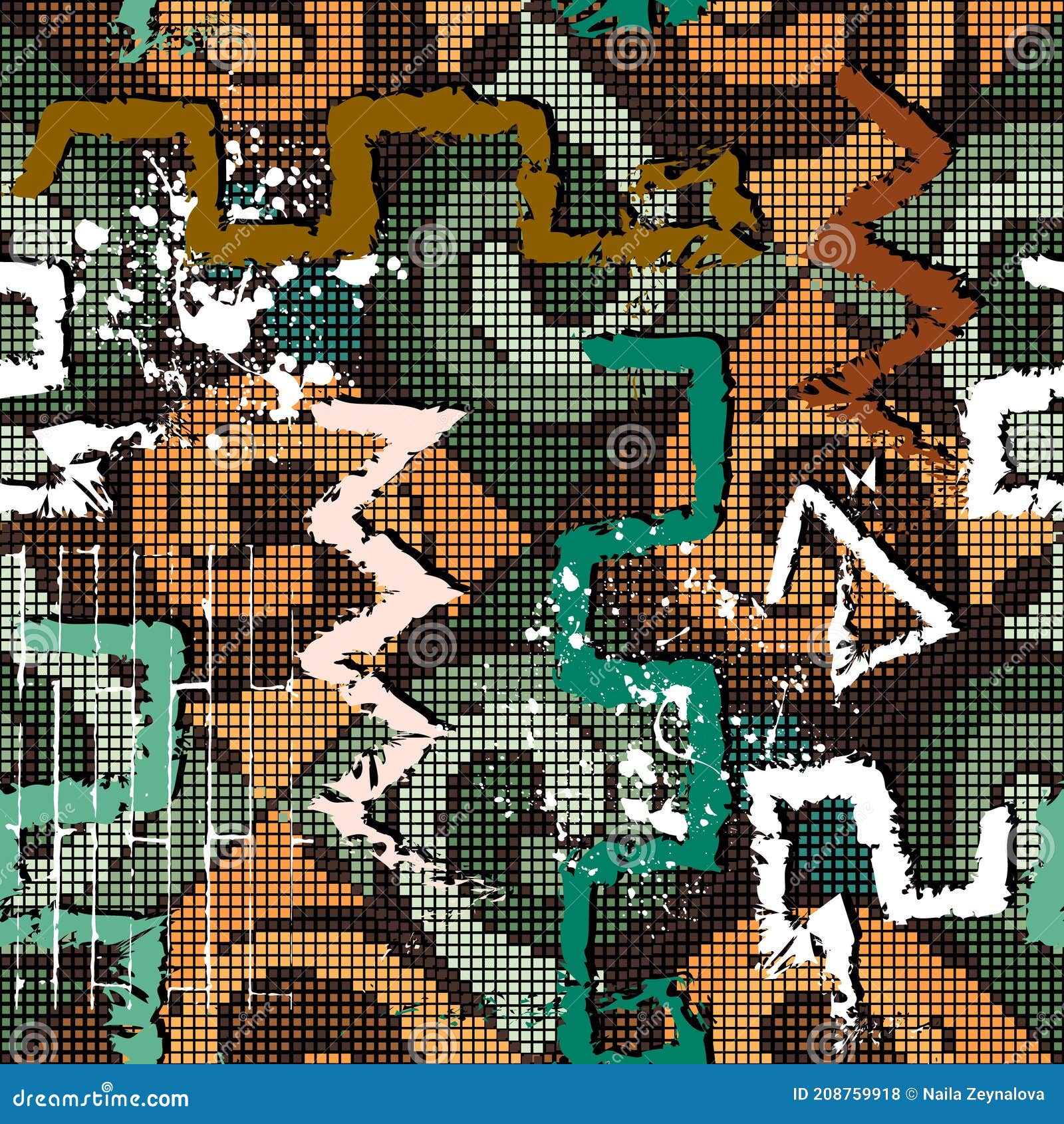 Textured Graffiti Style Seamless Pattern. Digital Halftone Colorful ...