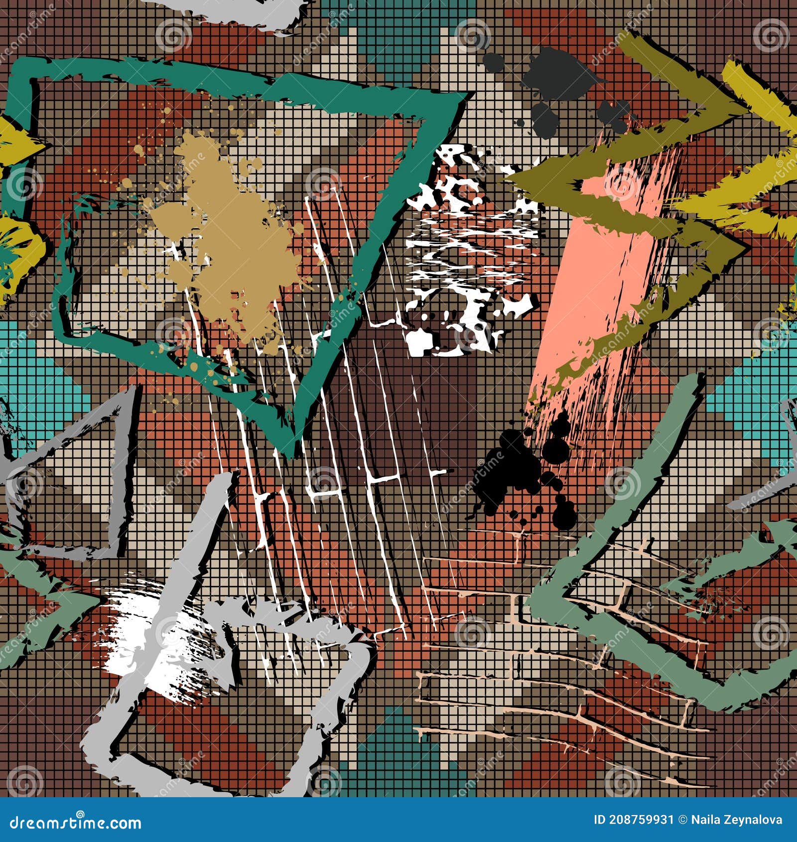 Textured Graffiti Style Seamless Pattern. Digital Halftone Colorful ...