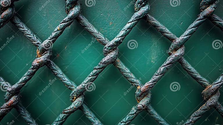 Textured Green Wire Mesh Pattern with Interlaced Ropes Stock Image ...