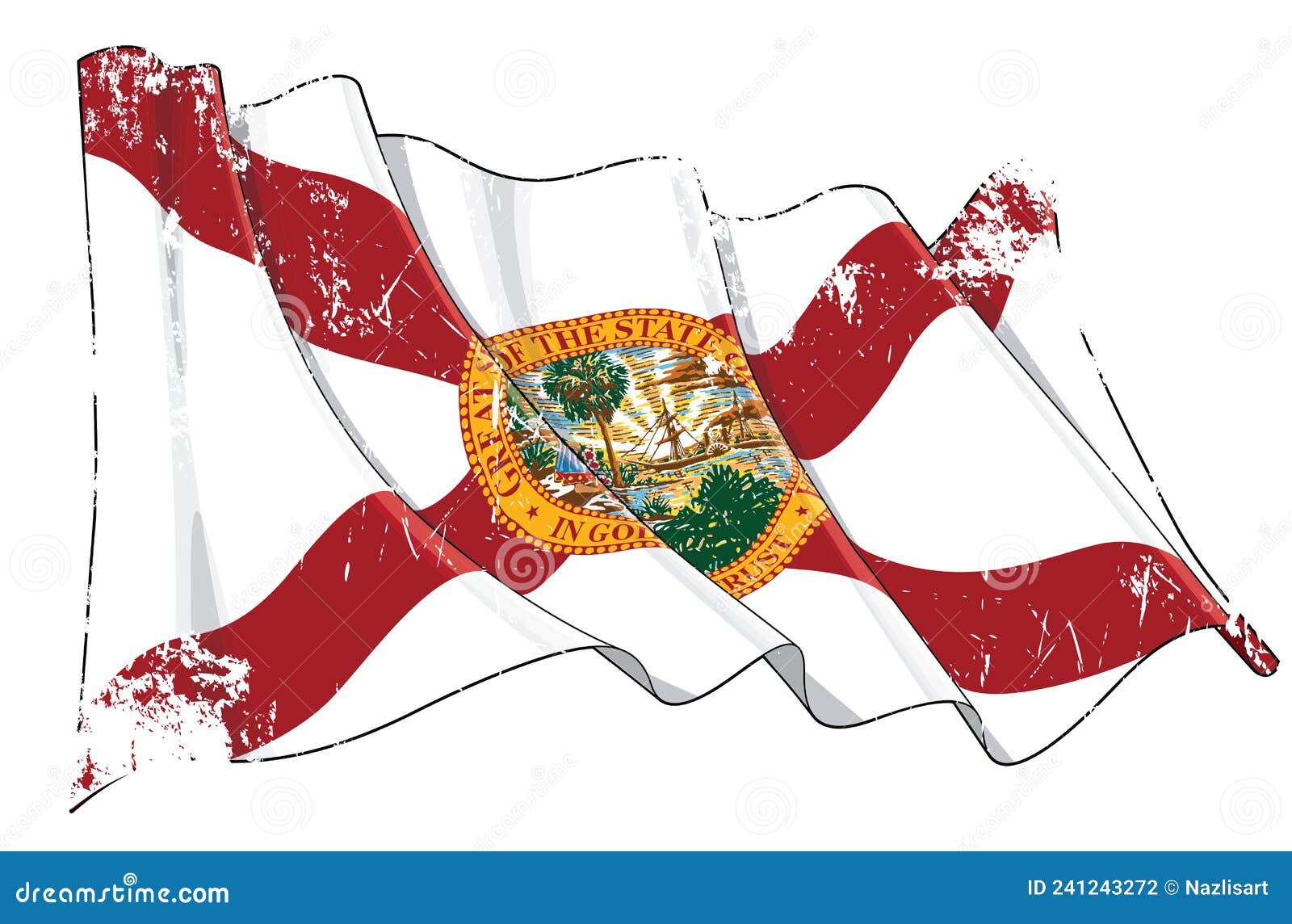 Textured Grunge Waving Flag Of The State Of Florida Stock Vector