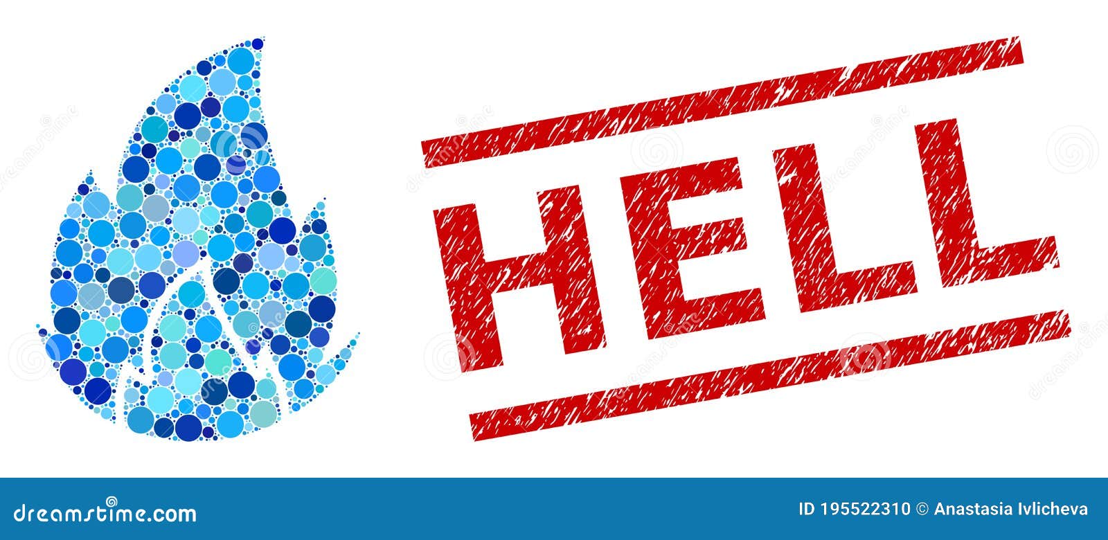 Textured Hell Stamp and Fire Mosaic of Rounded Dots Stock Vector ...