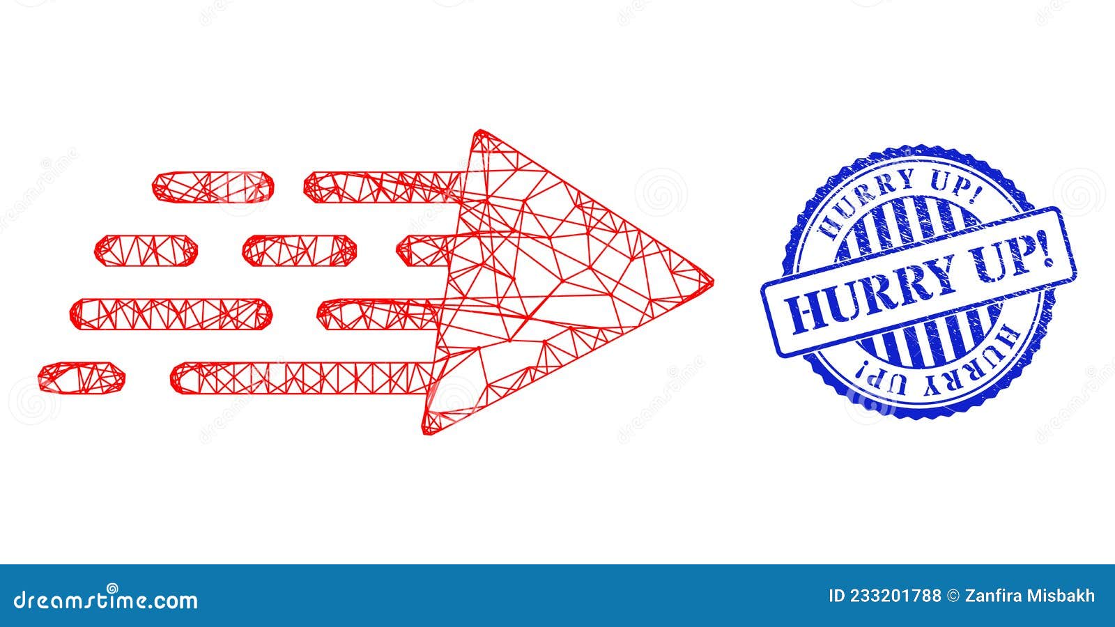 Textured Hurry Up! Badge and Hatched Rush Movement Web Mesh Stock ...