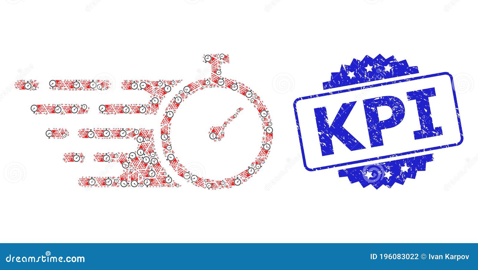 Textured Kpi Seal and Recursion Time Tracker Icon Collage Stock Vector ...