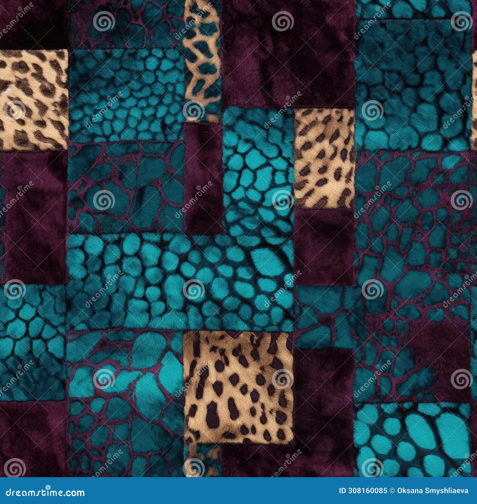 Textured Leopard and Giraffe Patterns in Quilt-Inspired Patchwork Design Stock Image - Image of ...