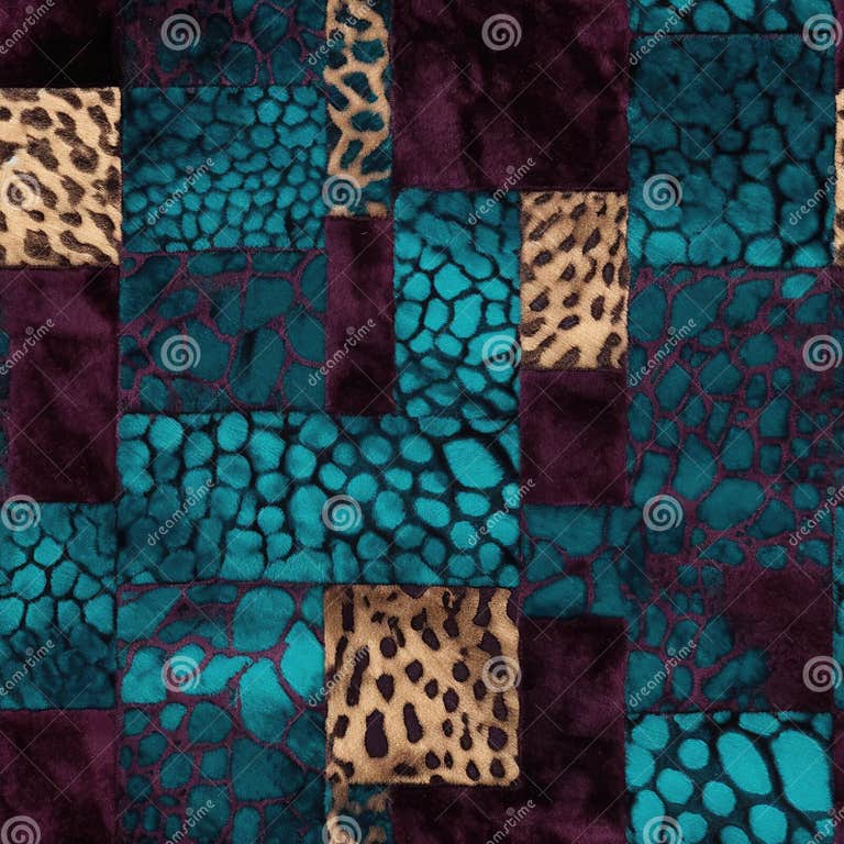 Textured Leopard and Giraffe Patterns in Quilt-Inspired Patchwork ...